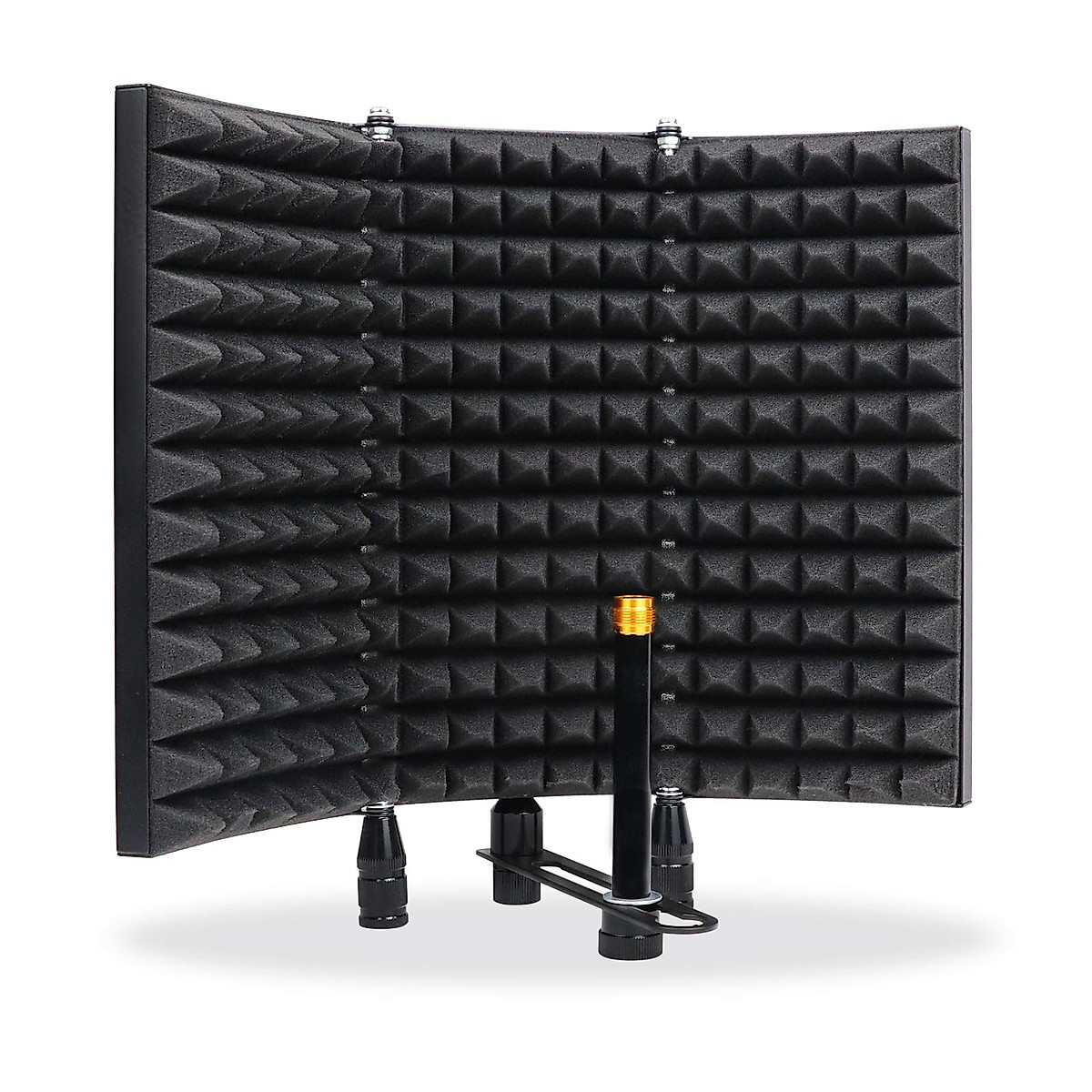 MSIZOY Curved Foldable Studio Recording Microphone Isolation Shield Condenser Mic High Density Sound Absorbent Foam with Metal Panel for Recording Podcasting Singing Broadcasting (3-Panel)