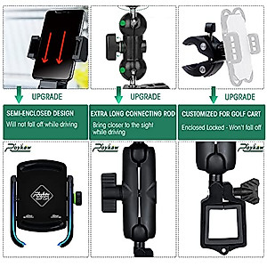 Roykaw Golf Cart Phone Mount Holder for iPhone/Galaxy/Google Pixel - Fit EZGO, Club Car, Yamaha, ICON, Advanced EV, Upgrade Quick Release &One-Handed Pick and Place, Won't Fall Out