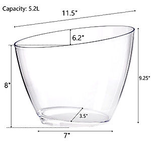 Lawei 2 Pack Acrylic Ice Bucket, 5.2L Clear Plastic Champagne Wine Bucket Chiller, Oval Bar Ice Cooler Container, Food Grade Beverage Storage Tub for Champagne, Beer Bottles, Drinks, Bar and Parties