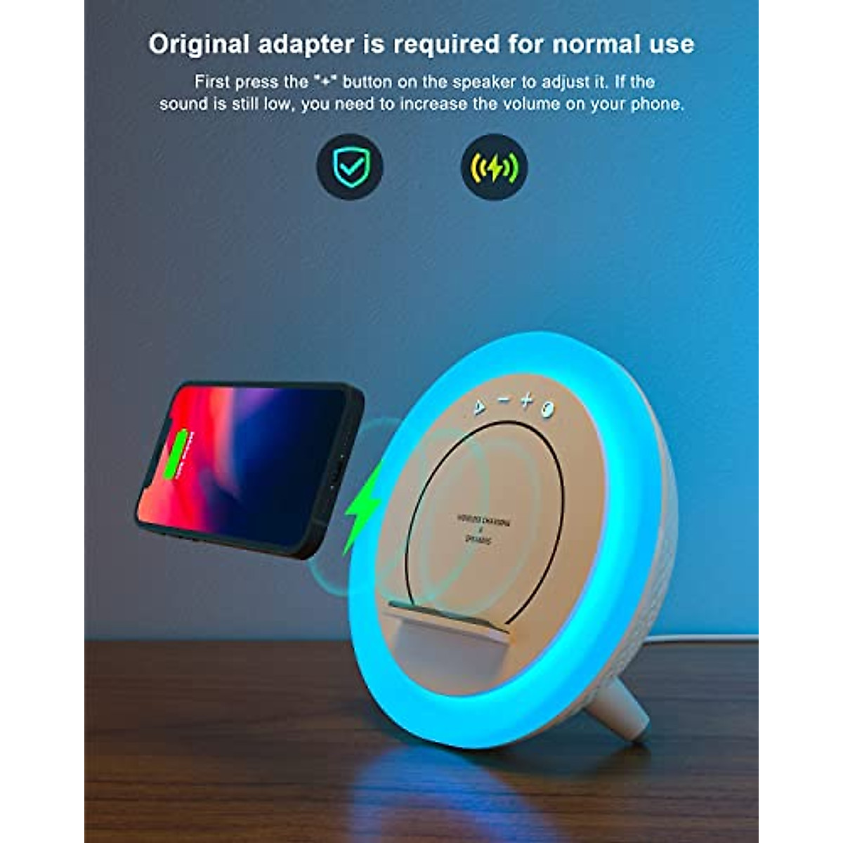 SIDVAR Wireless Charging Bluetooth Speake,Kids Bluetooth Speaker Best Birthday Gift Ideas for Teenage, Music Gifts,Teenage Year Old Girl Boy/Please use The Original Adapter(10W Wireless Charging)