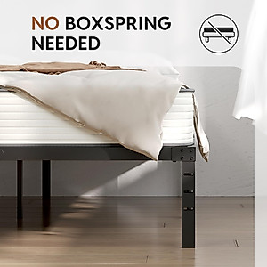 WAYES Queen Bed Frame, 14 Inch High Platform Bed Frame with Storage, Minimal Queen Size Metal Bed Frame, Heavy Duty, No Box Spring Needed, Noise-Free, Easy Assembly, Black