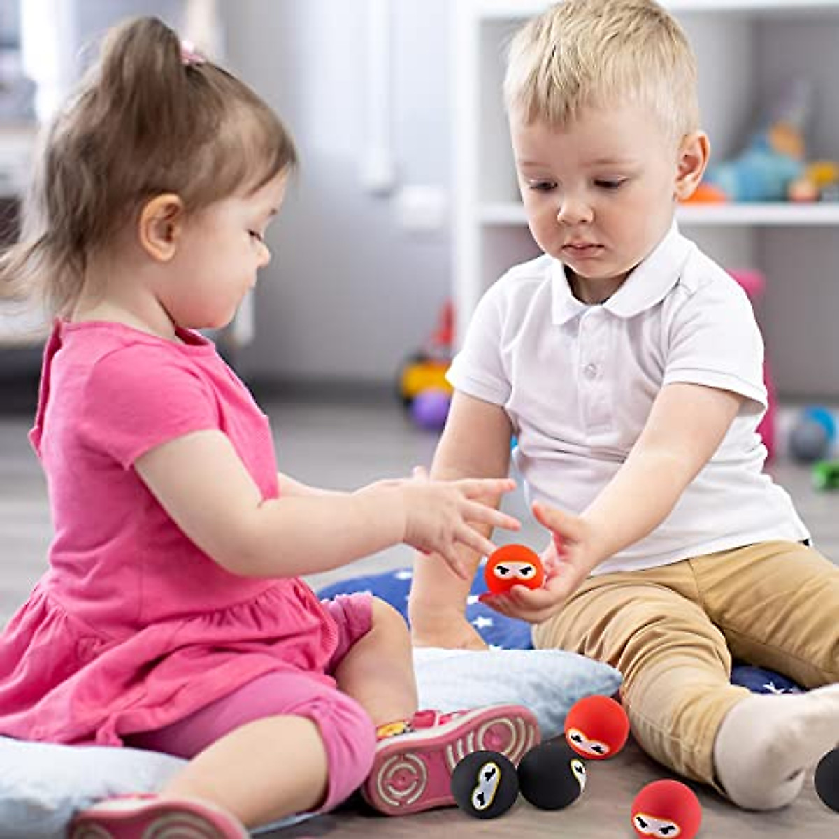 Chivao Ninja Bouncing Balls, Bouncing Ninja Toy Game, Party Favors Bounce Balls, 1.26 Inch Bouncy Balls for Valentine's Day Birthday Party School Outdoor Activities (20 Pcs)