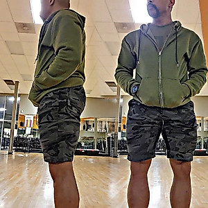 BROKIG Mens Thighs Mesh Gym Workout Shorts, Bodybuilding Slim Athletic Running Shorts for Men with Zipper Pockets (Camo Green,Small)