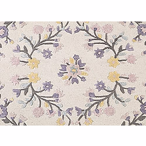 Delta Children Hand-Tufted Wool Blend Area Rug 5x8, Floral Garden