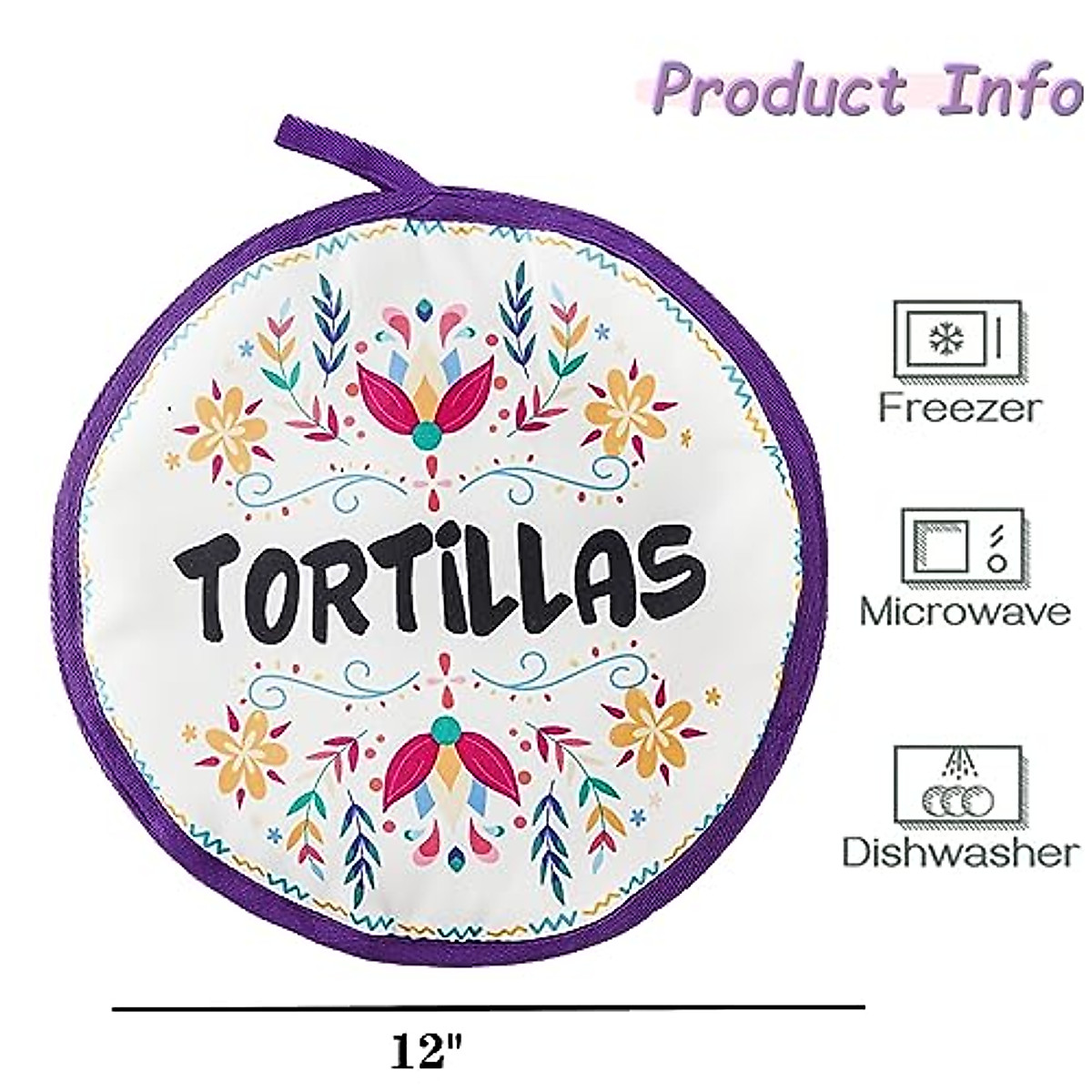 Lyellfe 3 Pack Tortilla Warmer Pouch, 12 Inch Insulated Cloth Taco Warmer Holder for Corn Flour Tortillas, Taco Tuesday Night, Halloween Party, Microwave Oven Freezer Safe