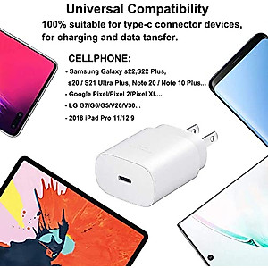 Samsung USB-C Super Fast Charging Wall Charger-25W PD Charger Adapter with Type-C Cable(5ft) for Samsung Galaxy S22/S22 Ultra/S22+/S21/S21+/S21 Ultra/S20/S20+/S20 Ultra/Note 20 Ultra（White）