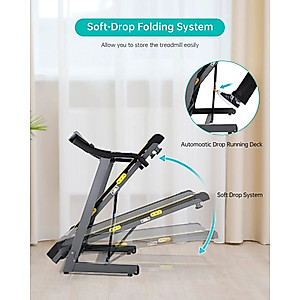 Treadmill with 12% Auto Incline Folding Home Treadmill Supports Max 8.5 MPH Speed Running Machine with 15 Preset Programs Handrail Control Tracking Pulse for Home Use MAX.Capacity 220lbs