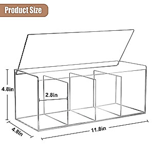 Coffee Pod Holder, Organizer for K Cup, Storage for Coffee Station Counter, Compatible with Nespresso Capsule& Keurig Pods, Coffee Bar Accessories, Acrylic 4 Compartment with Lid - Clear