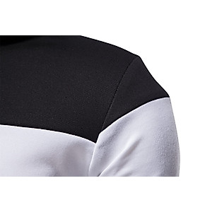 Maiyifu-GJ Men's Color Block Athletic Hoodies Long Sleeve Patchwork Hooded Sweatshirts Stripe Contrast Color Pullover Hoodie (White,Small)