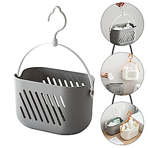 Angoily Hanging Shower Caddy Plastic Hanging Shower Caddy Basket Portable Kitchen Organizer Storage Basket with Hook for Home Grey