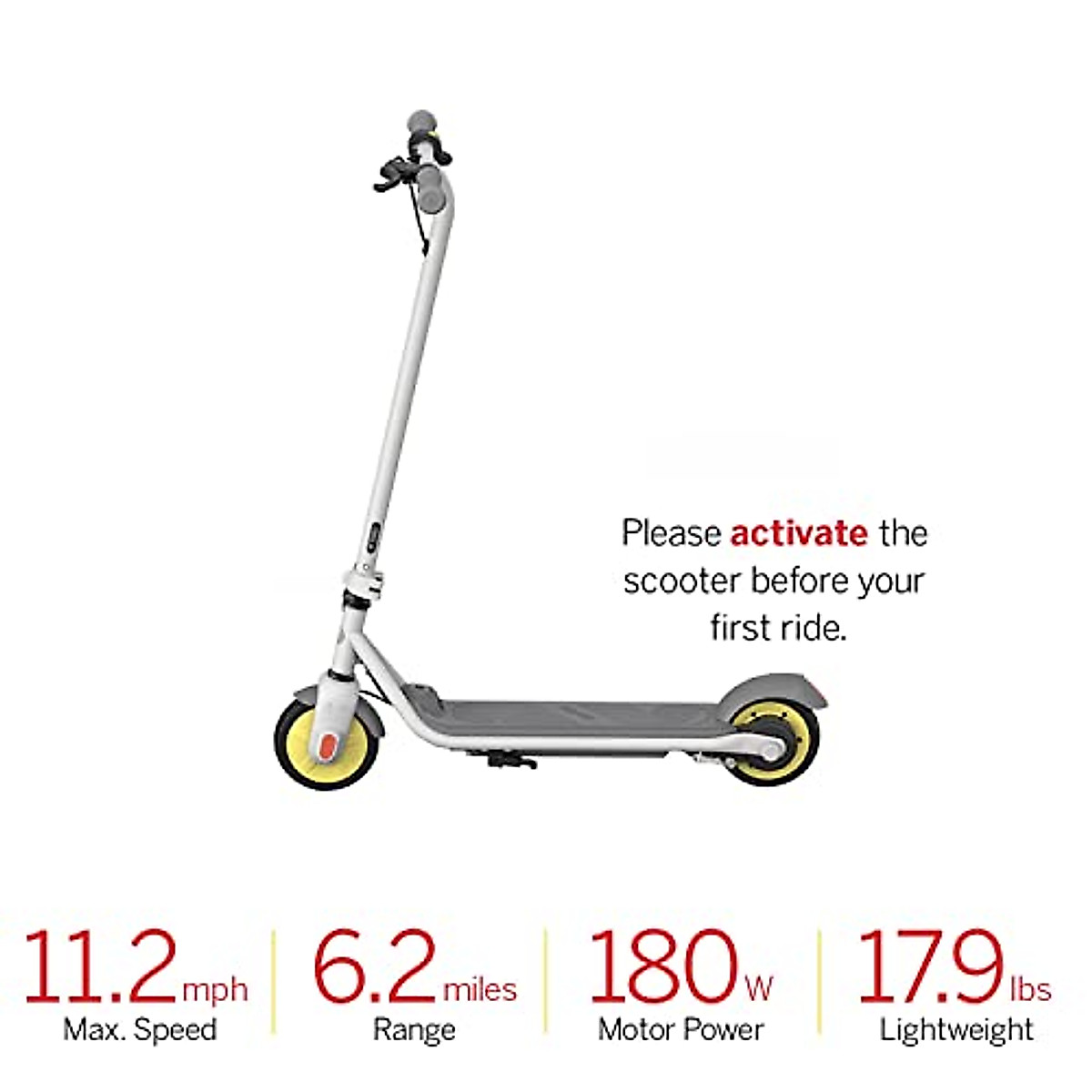 Segway Ninebot eKickScooter ZING C8, Electric Kick Scooter for Kids, Teens, Boys and Girls, Lightweight and Foldable, Light Grey & Yellow