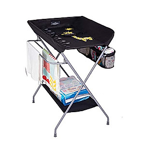 Kinsuite Baby Diaper Changing Tables - w/Storage Rack Portable Folding for Station Nursery Organizer and or Newborn Infant Black