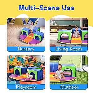 Foam Climbing Blocks for Toddlers, 9pcs Climbing Toys for Toddlers for Climb,Crawl and Slide, Toddler Climbing Toys Indoor for Nursery, Living Room, Children's Room (9pcs)