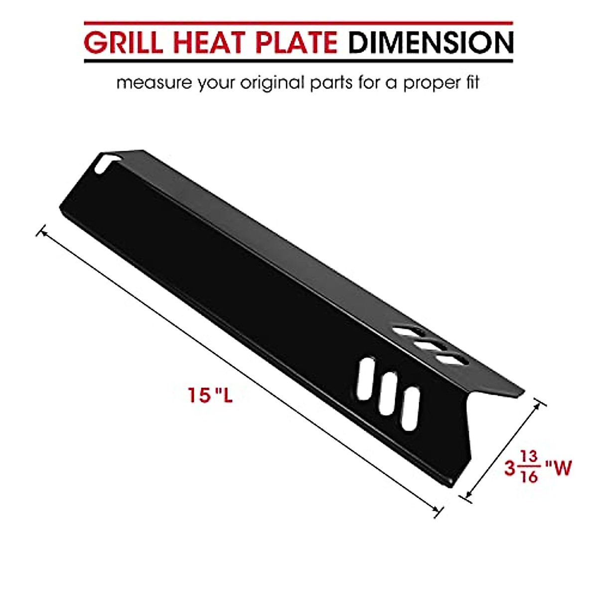 Unicook 15 Inch Grill Heat Plates 5 Pack, Grill Replacement Parts Porcelain Heat Shields, Compatible for Brands DGF510SSP, DGF510SBP, Backyard, Uniflame GBC1059WB, Grill Burner Covers Flame Tamer