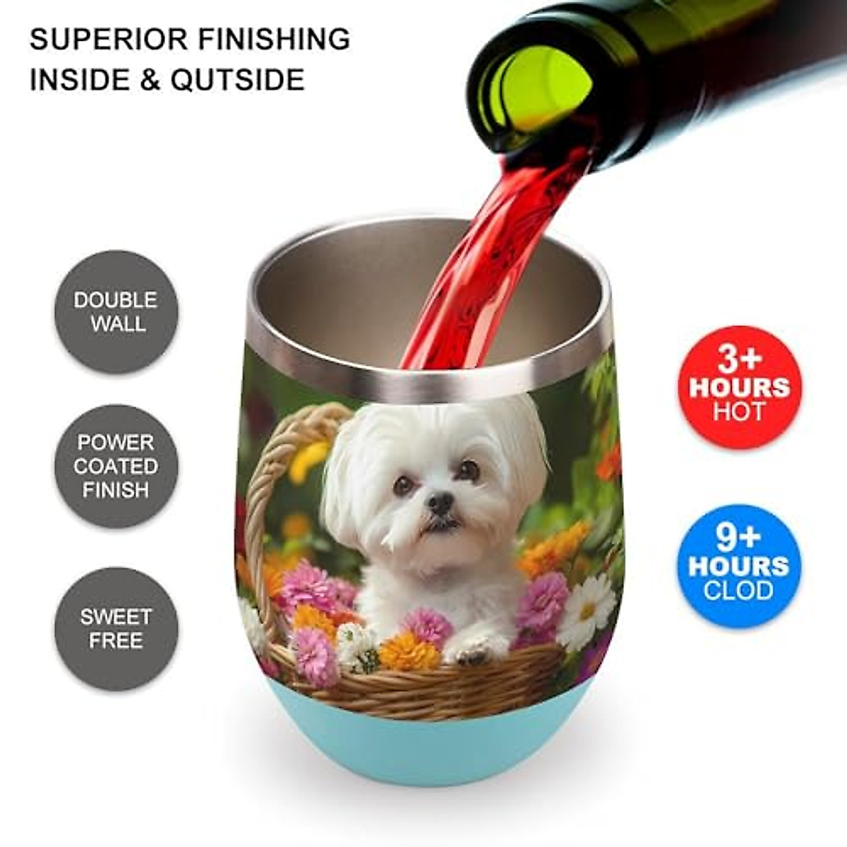 Shih Tzu Dog Flower Basket Insulated Tumbler with Lid Stainless Steel Coffee Mug Cute Wine Tea Water Cup Green-style