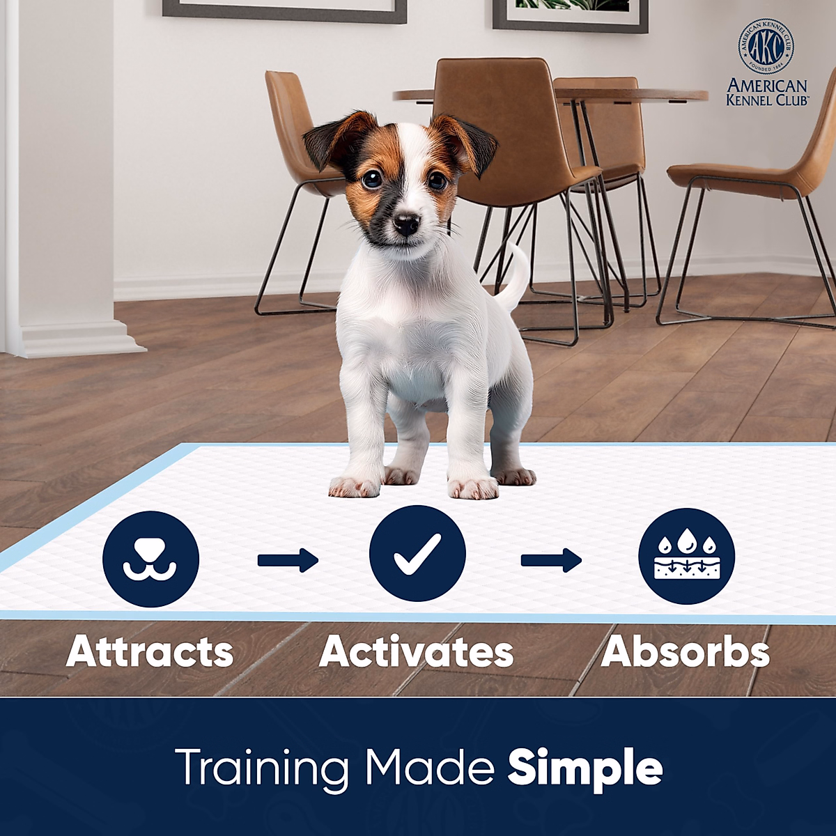 American Kennel Club Scented Puppy Training Pads with Ultra Absorbent Quick Dry Gel – 22 x 22 Puppy Pads - Fresh Scented - Pack of 50