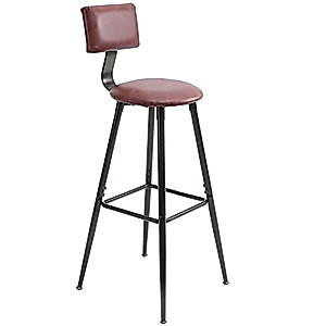 CUYOCA Bar Stools Bar Chairs with Back, 30 Inch Barstools with Metal Legs, Faux Leather Upholstered for Pub, Restaurant, Kitchen Island (Dark Brown)