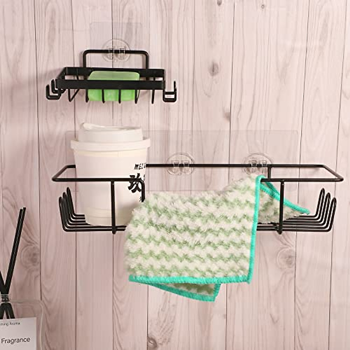 8 Pack Shower Caddy Adhesive Replacement, Adhesive Shower Hooks Strong Adhesive Wall Hooks Waterproof Adhesive Hooks for Shower Caddy, No Drilling