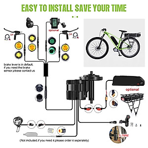 BAFANG 1000W Mid Drive Kit with Battery(Optional) BBSHD BBS03 Ebike Conversion Kit,48V/52V 8Fun Electric Bike Conversion Kit for Moutain Road Bike(500C,Rear Rack Battery 48V17.5AH)