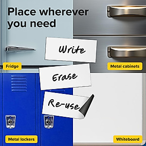 Dry Erase Magnetic Labels - Reusable Sticky Notes - Magnetic Notepads for Refrigerator - Dry Erase Magnetic Sheets - Blank Magnet Stickers to Write On - Magnets for Whiteboard Classroom Fridge