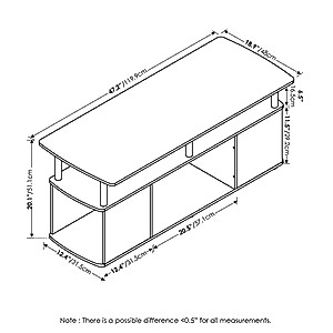 Furinno Jaya Stand for TVs up to 50 Inch with Open Storage, 18.9"D x 47.2"W x 20.12"H, White Oak/Stainless Steel Tube