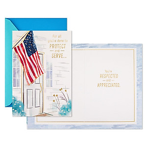 Hallmark Pack of 3 Military Thank You Cards, Veterans Day Cards (Protect and Serve)