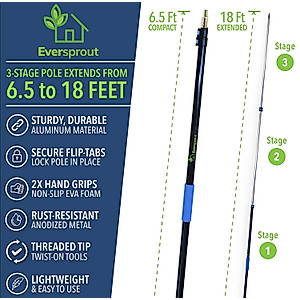 EVERSPROUT Telescoping Boat Hook | Floats, Scratch-Resistant, Sturdy Design | Durable & Lightweight, 3-Stage Anodized Aluminum Pole | Threaded End for Boating Accessories