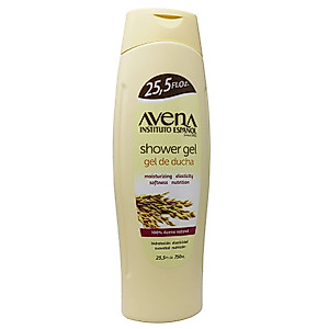 Avena Instituto Español Shower Gel, Moisturizing and Softeness, Elasticity and Nutrition, 100% Natural Oat, 2-Pack of 25.5 FL Oz each, 2 Bottles