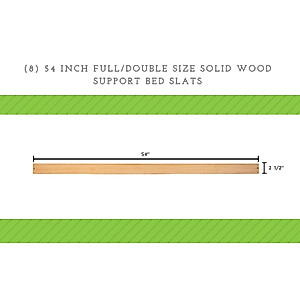 CC KITS Set of Eight (8) 54 Inch Full/Double Size Solid Wood Support Bed Slats｜for Use Crib Conversion Kits｜Platform Frame for Mattress｜Bunkie Board, Box Spring or Foundation Replacement Option