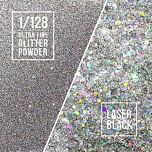 Holographic Ultra Fine Glitter & Chunky Glitters, Teenitor 110g Resin Glitter and 100g Chunky Craft Glitter, Nail Glitters, Festival Glitters for Epoxy Resin Tumblers Body Hair Face Crafts-Silver