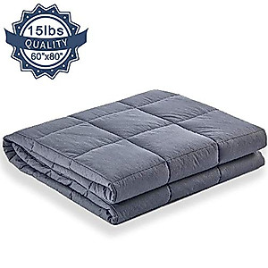 AsFrost Weighted Blankets for Kids and Adults, 60''x80'' 15lbs, 100% Breatehable Cotton with Premium Glass Beads of Heavy Blanket, Can be Used in All Seasons, Dark Grey