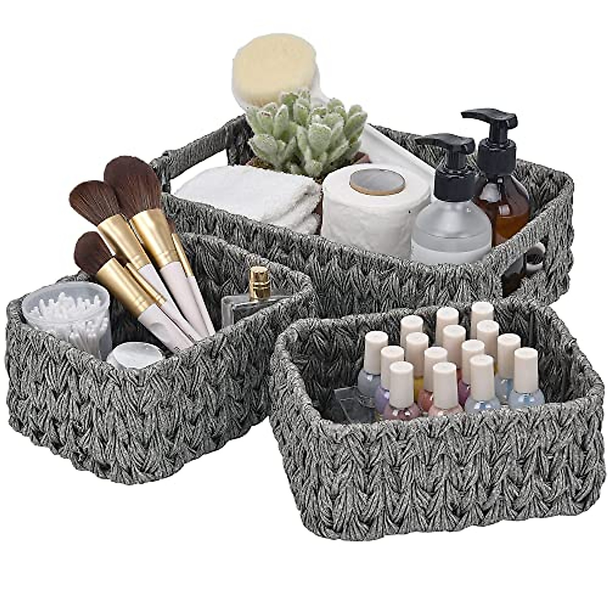 GRANNY SAYS Bundle of 2-Pack Wicker Baskets & 3-Pack Wicker Storage Baskets