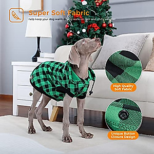 PAWZ Road Dog Coat Plaid Dog Sweater British Style Dog Vest Windproof Dog Jacket Dog Winter Clothes for Small Medium Large Dogs from Size S to 3XLarge-Green Plaid S