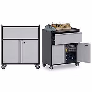 SUXXAN Metal Cabinet with Wheels/Drawers, Storage Cabinet on Wheels, Tool Cabinet with Wheels, Rolling Garage Cabinet with 2 Doors/1 Adjustable Shelves for Home/Office/Garage, Assembly Required