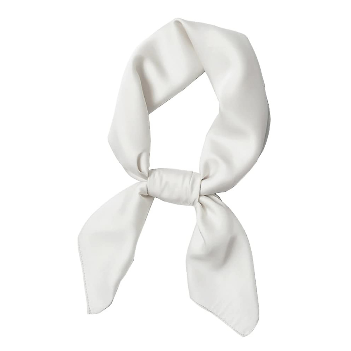 Lastclream Chiffon Square Neck Scarves for Women Handkerchief Retro Satin Ribbon Scarf for Hair Wrapping at Night 23.6" (White)