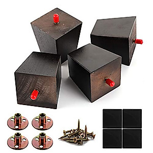 yarlung 4 Pack 3 Inch Wood Furniture Legs, Square Tapered Sofa Legs Dresser Legs Replacement Furniture Feet for Chair, Couch, Bed
