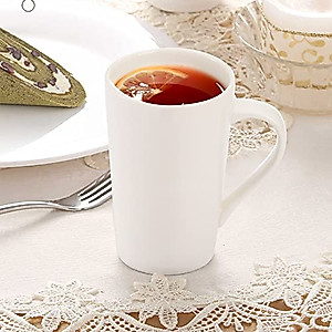 Jucoan 6 Pack 16oz Blank Porcelain Mug, Pure White Ceramic Coffee Mug Tea Cup with Large Handle, Large Sized Restaurant Ceramic Mugs for Tea Latte Cappuccino Milk Cocoa