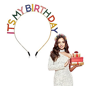 Sibba Birthday Crown for Women Girls, Queen Princess Birthday Tiara Birthday Headband for Women Girls Happy Cute Sweet Birthday Headband Hair Accessories Gifts Birthday Party Decorations