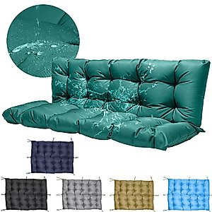LCKFFYD Outdoor Swing Cushions，Bench Cushion Waterproof Swing Cushions 2/3 Seater Outdoor Porch Swing Cushions with Backrest, for Outdoor Swing Pad for Garden Patio Dark(42x40x5in,Green)