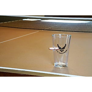 USAF Officially Licensed Air Force Pint Glass – Hand Blown Glasses – 50 Cal Design – Air Force Gifts – 16 Oz.