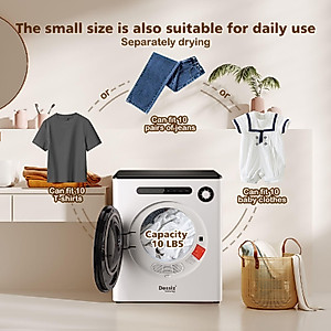 Dessiz 110V Portable Clothes Dryers 970W Compact Dryer 1.6cu.ft Front Load Stainless Steel Electric Dryers Machine with Exhaust pipe for Apartment,RVs,Dorms,Auto Stop and Easy Control