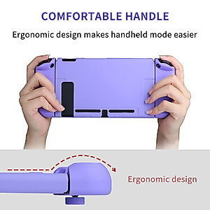 FANPL Case for Nintendo Switch, Hard Shell Cute Protective Case Cover for Switch and Joy Con Controller with 2 Flower Thumb Grips - Comfortable Touch (Purple)