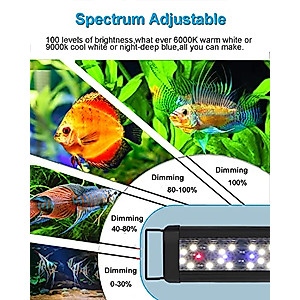 MingDak LED Aquarium Fish Tank Light Fixture,Full Spectrum Lighting for Freshwater Planted Aquariums,Slim & Thin Aluminum Housing,Extendable Brackets Fit 12" to 18" Fish Tank Model MDGLSD01B-12S