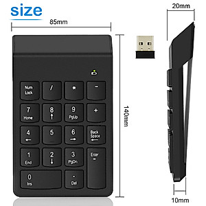 NOOX Wireless Number Pad, Numeric Keypad Numpad Keyboard 10 Key USB Keypad Office Accounting Essentials Desktop Computer Laptops Accessories Compatible Chromebook Notebook EliteBook MateBook etc.