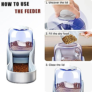 2 Pack Automatic Cat Feeders- Dog Water Bowl Dispenser and Dog Food Bowls Set Dog Feeding & Watering Supplies for Small Medium Big Pets Cat Bowls for Food and Water 1 Gallon