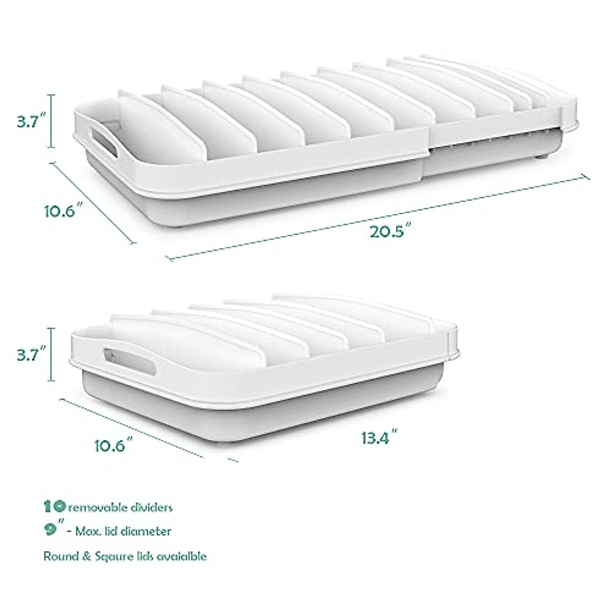 EVERIE Extendable Food Container Lid Organizer Compatible with 12'' Deep Cabinets, 13.4" - 20.5" Adjustable Length, GS01-SS
