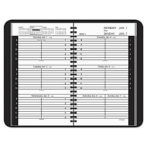 AT-A-GLANCE 70-075-05 Weekly Appointment Book Ruled for Hourly Appointments, 4 7/8 x 8, Black, 2018