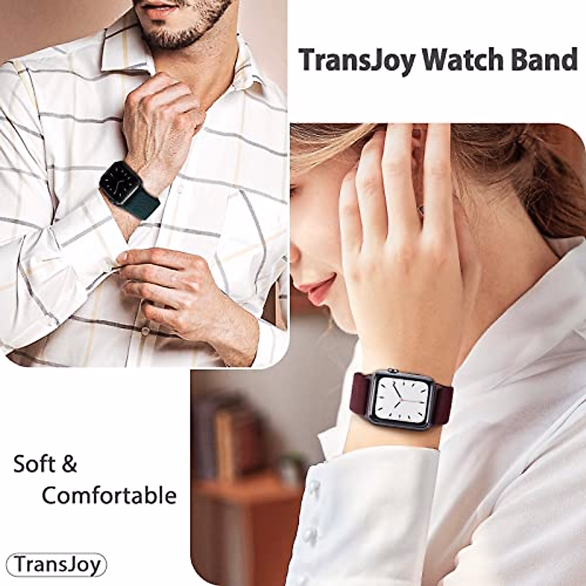 TransJoy 6 Pack Nylon Stretchy Compatible for Apple Watch Band 38mm 40mm 41mm 42mm 44mm 45mm Women Men, Cloth Elastic Wristbands Solo Loop Band for iWatch Series 8 SE 7 6 3 4 5(Black,41MM)