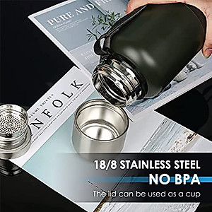 Subron Vacuum Insulated Thermos Water Bottle 25 Oz with Wide Mouth Cup BPA-Free Stainless Steel Water Bottles Flask for Cold & Hot Drink Coffee (750ml,Black)