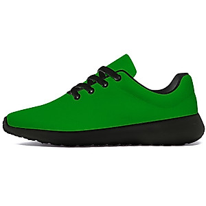 Mens Womens Green Shoes Running Walking Tennis Sneakers Green Print Solid Color Shoes Gifts for Boy Girl,Size 13 Men/15.5 Women Black
